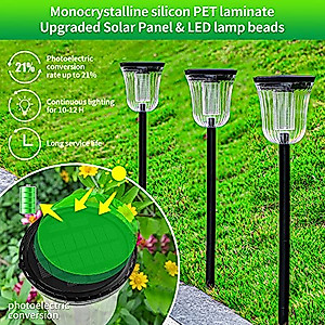 Zisnkdas 200 Lumens Solar Pathway Lights,4 Pack Landscape Path Lights Waterproof, IP65 Warm/White Solar Driveway Lights,Long Lasting LED Solar Walkway Light for Garden,Lawn,Path,Patio