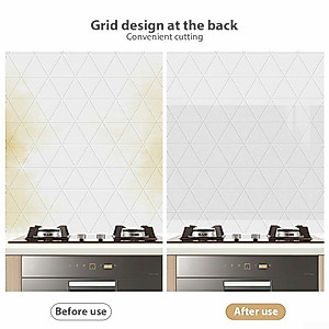 FACULX Kitchen Backsplash Wall Protector Transparent Adhesive Film Kitchen Oil Proof Sticker Self-Adhesive Protective Film Removable Paper for Cupboard Household 60cmX3mX0.1mm