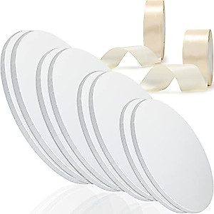 8 Pieces Cake Drums Round Sturdy White Cake Drum with 2 Pieces Satin Cake Ribbon for Heavy or Multi-Tiered Cakes (6, 8, 10, 12 Inch)