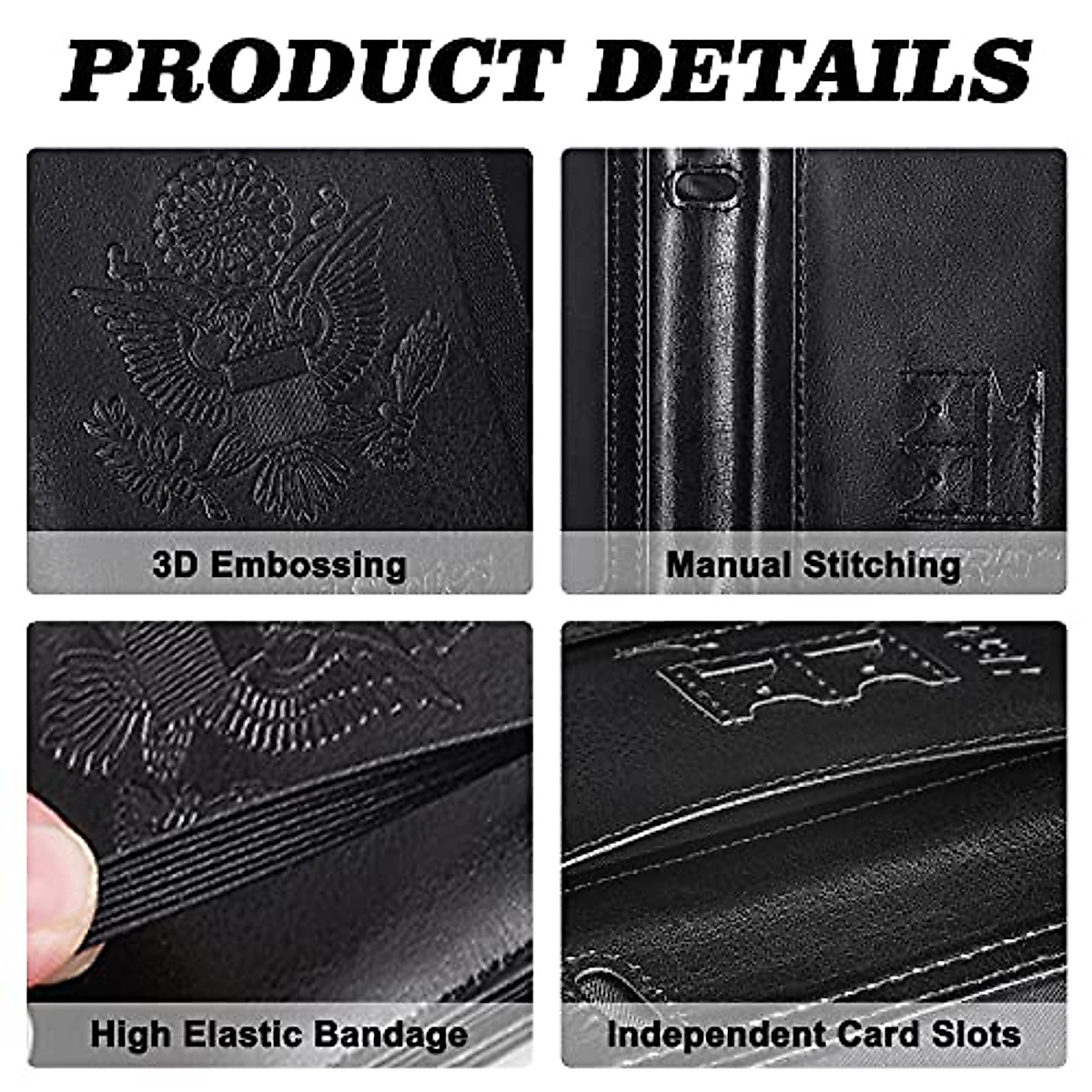 HerriaT Passport Holder Cover Case RFID Blocking Travel Wallet Card Case for Women Man(Black)
