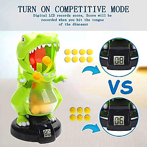 TFSeven Dinosaur Shooting Toys for Kids, Target Shooting Battle Games with LCD Score Record and 2 Air Pump Guns and 24 Soft Foam Bullets Interactive Target Practice Toys Gift for Boys and Girls