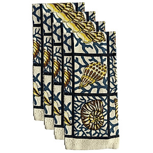 Petal Cliff Set of 4, Nautical Coastal Seashell Design Kitchen Towels Dish Towels Kitchen Towels for Kitchen Decorative Size: 15 x 25 inch.