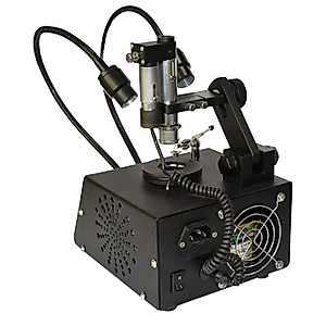 Radical Gemology Gemstone Diffraction Prism Spectroscope w Scale on Professional Stand with Dual Fibre Optic Light, Transmitted Halogen, Scale Illuminator & Gem Clamp