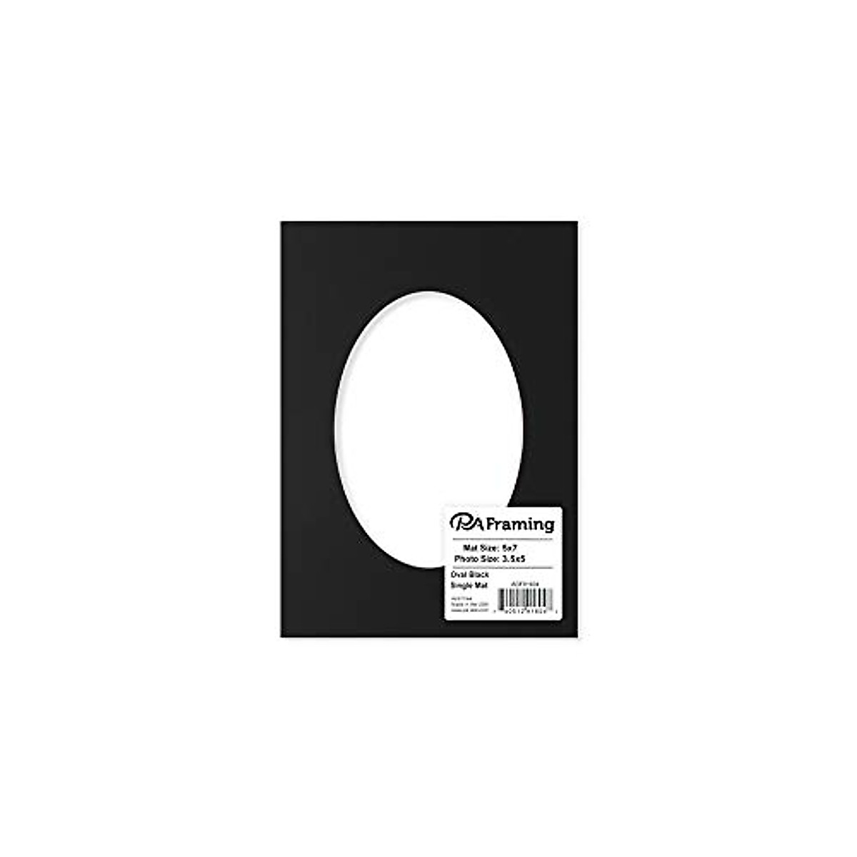 PA Framing, Photo Mat Board, 5 x 7 inches Frame for 3.5 x 5 inches Photo Art Size, Oval - Cream Core/Black