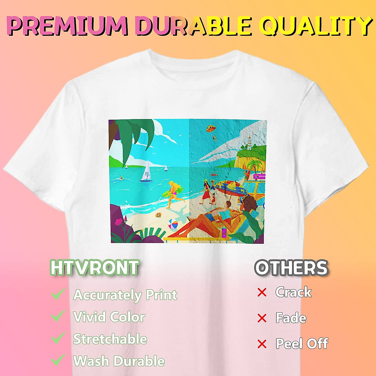 HTVRONT Heat Transfer Paper for Light T Shirts -25 Sheets 8.5x11" Iron on Transfer Paper for Inkjet & Laser Printer, Stretchable & Durable Printable Heat Transfer Vinyl, Easy to Use