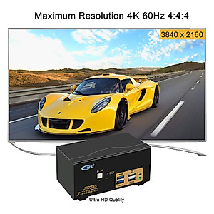 CKL USB 3.0 HDMI KVM Switch Triple Monitor 2 Port Extended Display 4K 60Hz with Cables and Audio 923HUA-3