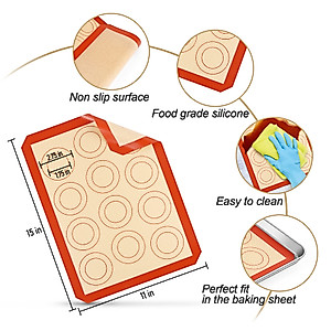 TeamFar Baking Sheet, 16’’ x 12’’ x 1’’ Stainless Steel Baking Cookie Sheet Pan with Cooling Rack & Silicone Mat Set for Oven, Non-toxic & Healthy, Dishwasher Safe & Easy Clean – Set of 3