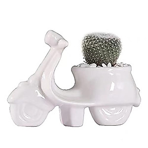 YONGYAN Motorcycle Flower Pot Statue Decoration Ceramics Garden Planters Containers Pot Bookshelf Office Desktop Decor