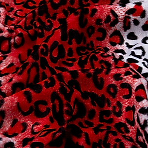 Fabric Base Velboa Smooth Wave Prints Leopard Red / White Fabric by the Yard