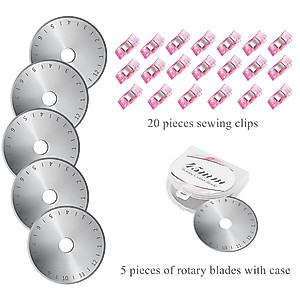 39 Pcs Rotary Cutter Set Pink - Quilting Kit incl. 45mm Fabric Cutter with 5 Extra Blades, A4 Cutting Mat, Craft Knife Set, Quilting Ruler and Sewing Clips, Ideal for Crafting, Sewing, Patchworking