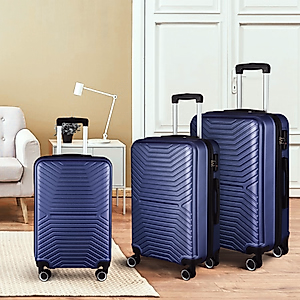 LUMINATERY Luggage Sets, ABS Hardshell 3pcs Luggage Suitcase with TSA Lock, Lightweight Durable Suitcase Sets with Spinner Wheels for Men Women Blue (20in/24in/28in)