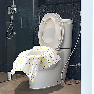 Tebery 30 Pack Extra Large Disposable Toilet Seat Covers, Lovely Bee Printed Potty Seat Covers for Toddlers, Kids, and Adults - Waterproof, Portable, Individually Wrapped for Travel