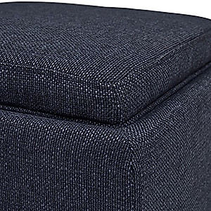 Amazon Brand – Rivet Ross Modern Tweed Lift-Top Storage Ottoman Pouf, 17.7"W, Denim
