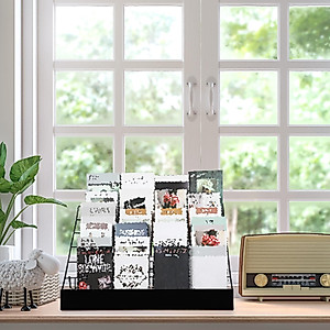 Queekay 6 Tier Wire Countertop Rack black Comic Book Holders Wide Wire Magazine Rack Tabletop Display Stand for Table Top Book Brochure Literature Comic Greeting Card Shelf Holder Stand