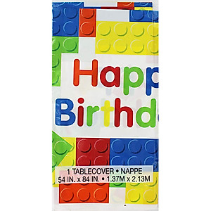 Building Blocks Birthday Plastic Tablecloth, 84" x 54"
