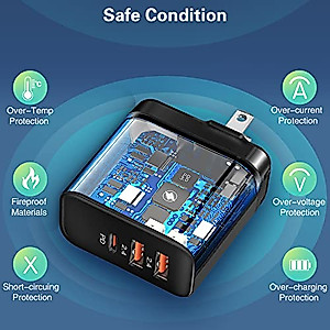 3Pack USB C Charger,30W Boxeroo 3-Ports with PD Power Adapter+2.4A Quick Charging 3.0 Wall Charger Foldable Block Plug for iPhone 12/11 /Pro Max, XS/XR/X, Pad Pro, Samsung Galaxy, More (Black)