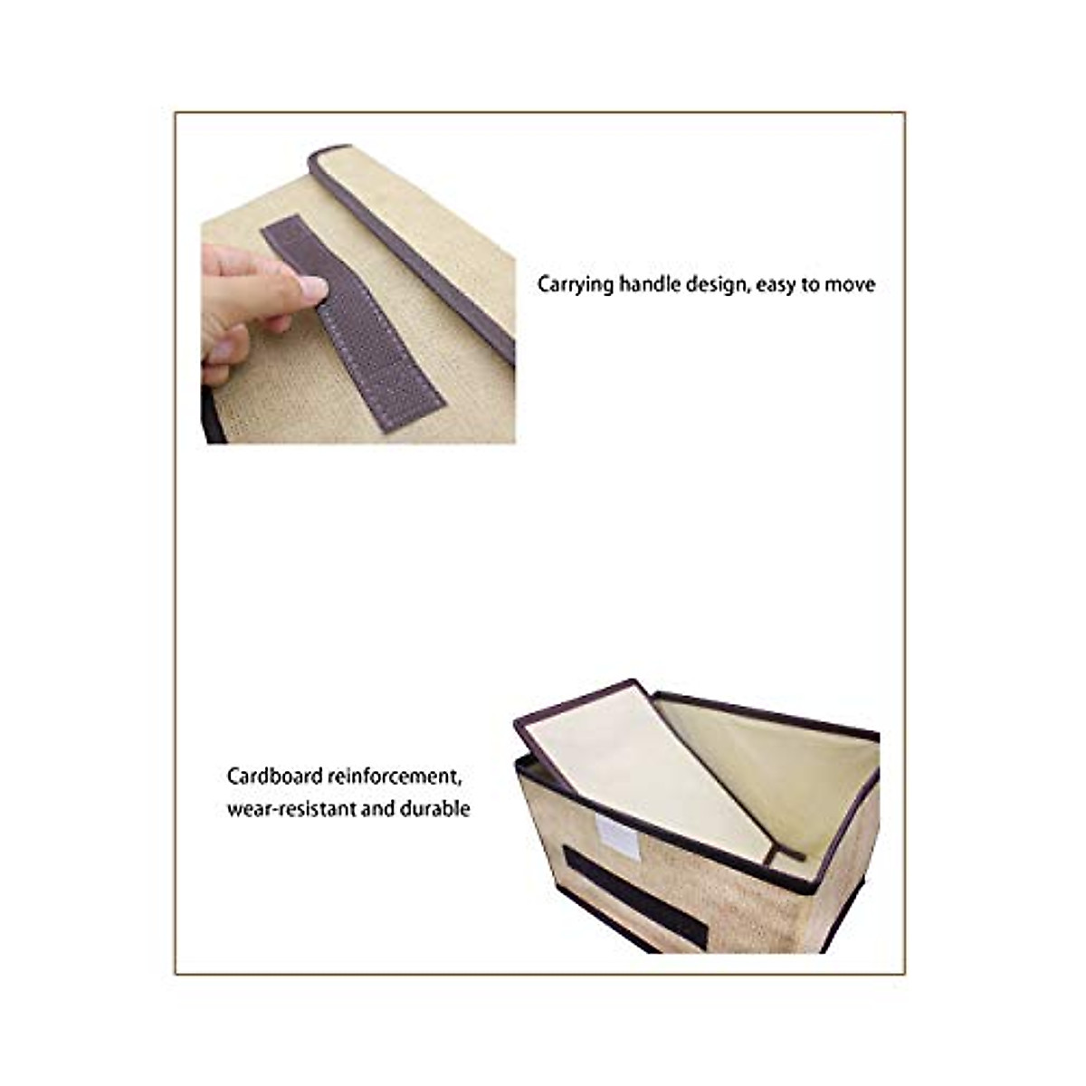 Fabric storage box with Lids 4 pieces beige Fabric Foldable Storage Box Bin with Lids Collapsible Clothes Storage Box Bin Dust proof Closet Storage Box