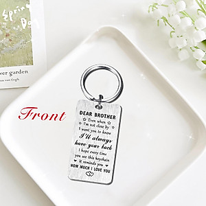 Jzxwan Brother Gifts from Sister, I Love You Brother Birthday Gifts Ideas, I Will Always Your Back Brother Graduation Gifts for Men Fathers Day Key Chain