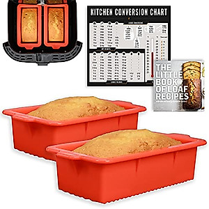 Air Fryer Silicone Loaf Pans for Baking, Non-Stick Bread Cake Pan, 8 inch Airfryer Bakeware Sets, Meatloaf Brownie Corn, Fits Instant Pot, Ninja Foodi, Cosori, Chefman, Power XL, Dash, BPA Free