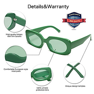 VANLINKER Rectangle Sunglasses for Women Retro Trendy Fashion Eyewear Narrow Thin Square Frame UV400 Protection VL9624 Green Frame/Green Lens
