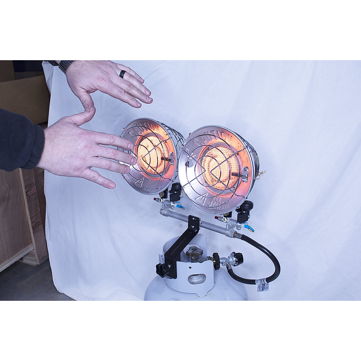 K Tool International 77782; Portable Propane Tank Top Double Heater, 15-30,000 BTU Output is Perfect for Tailgating, Camping, Hunting and Powerful Enough to Heat any Garage, Shop or Off Grid Homestead