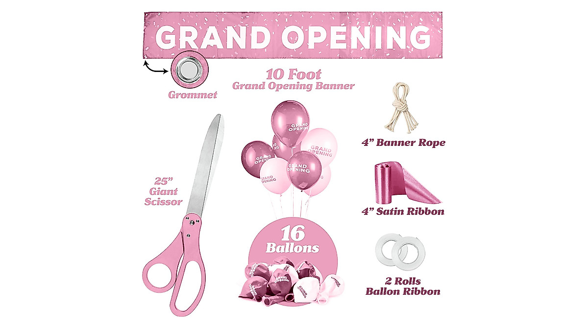 Grand Opening Ribbon Ceremony Kit with Giant Scissors & Balloons
