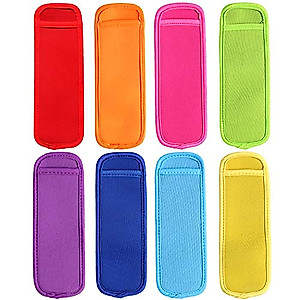 24 Pack Reusable Popsicle Bags Ice Pop Sleeves Antifreezing Sleeves,8 Colors