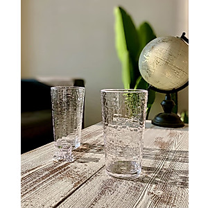 KLIFA- NICE- 14.7 & 20 ounce, Set of 8, Acrylic Tumbler & Highball Drinking Glasses, BPA-Free, Stackable Plastic Drinkware, Dishwasher Safe Cups, Clear