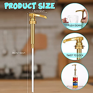 8 Pieces Syrup Pumps, Coffee Syrup Dispenser Pump, Flavor Syrup Pump Fits 750ml Bottles for Coffee Syrups Snow Cones Caramel Flavorings Bottle (Gold)