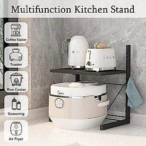 Kitchen Countertop Organizer Coffee Stand Station Kitchen Pantry Storage Cabinet Adjustable Shelf with Hooks Kitchen Appliance Storage for Air Fryer Rick Cooker