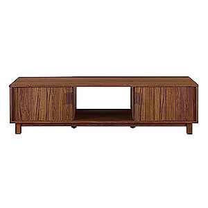 Walker Edison Walton Modern Fluted-Door Low Stand for TVs up to 65 Inches, 58 Inch, Mocha