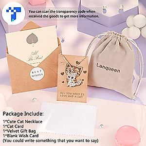 Lanqueen Kitty Cat Pendant Necklace Jewelry for Girls Cat Gifts for Cat Lover Niece Daughter Granddaughter Loved Necklace 18+2.3 inch Chain,Color