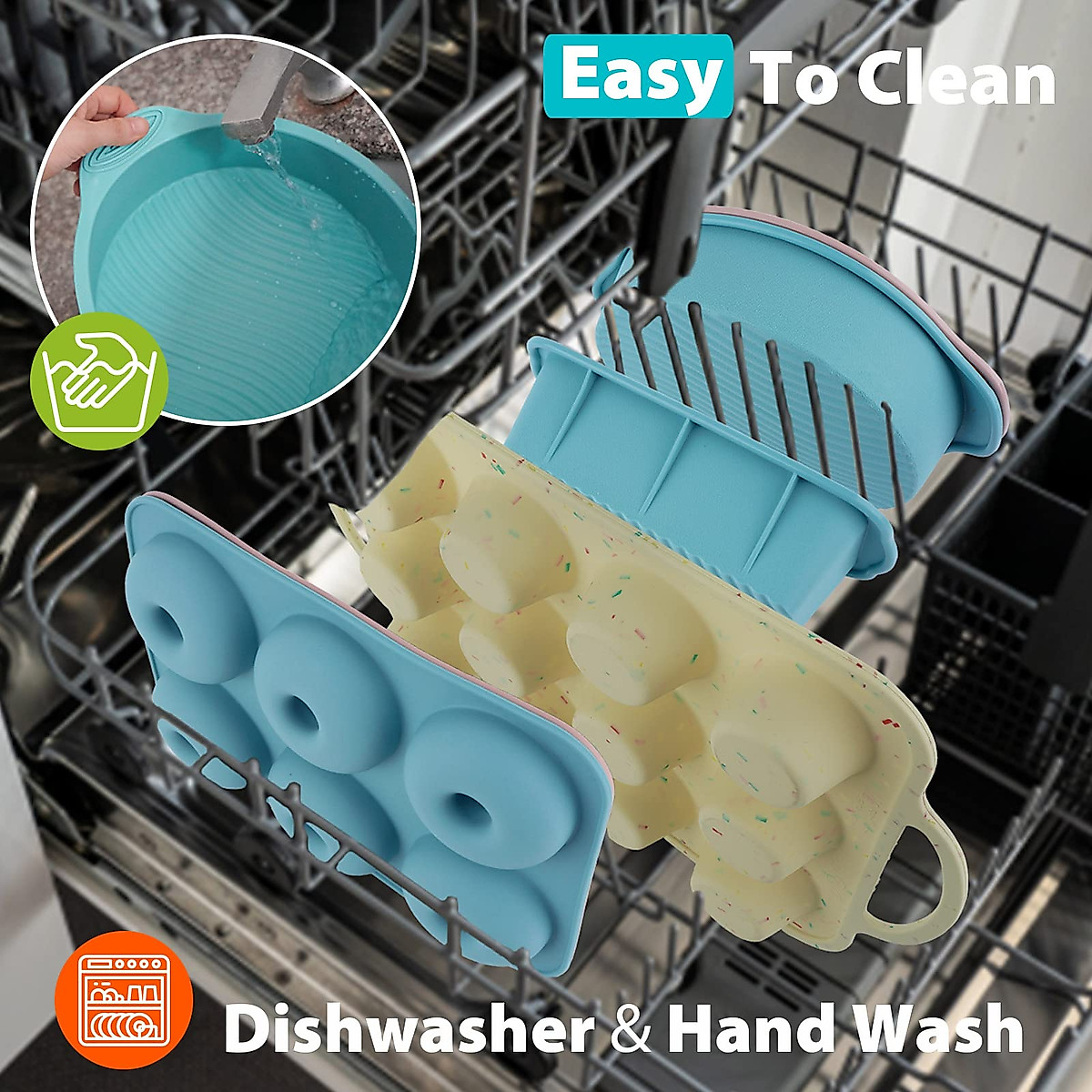 Luckypai 9 Inch Silicone Round Cake Pans, BPA Free, Nonstick, Heat Resistant, Easy to Clean, Perfect for Baking Cakes, Cheesecakes, Rainbow Cakes, Chocolate Cakes, and More