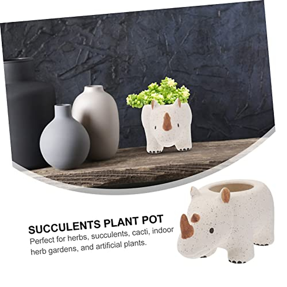 HANABASS Flower Pot Statue Flower Figurine Ceramic Cow Holder Oddish Succulent Bonsai with Vase Indoor and Elephant Air Planting Cute Center Desktop Tabletop Decoration Cartoon Decors Planting Pots