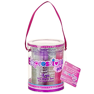 Expressions 12pc Roll On Lip Gloss Set with Carrying Case, 12-Piece Glossy Lip Makeup - Assorted Fruity Flavors, Non Toxic, Kid Friendly, Party Gift, Best Friends