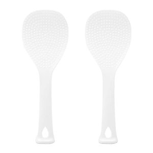 NUTJAM 2 PCS Rice Paddle, Non-Stick Stand-up Rice Spoon, Heat Resistant Serving Rice Spatula Kitchen Gadge (White,2 PCS)