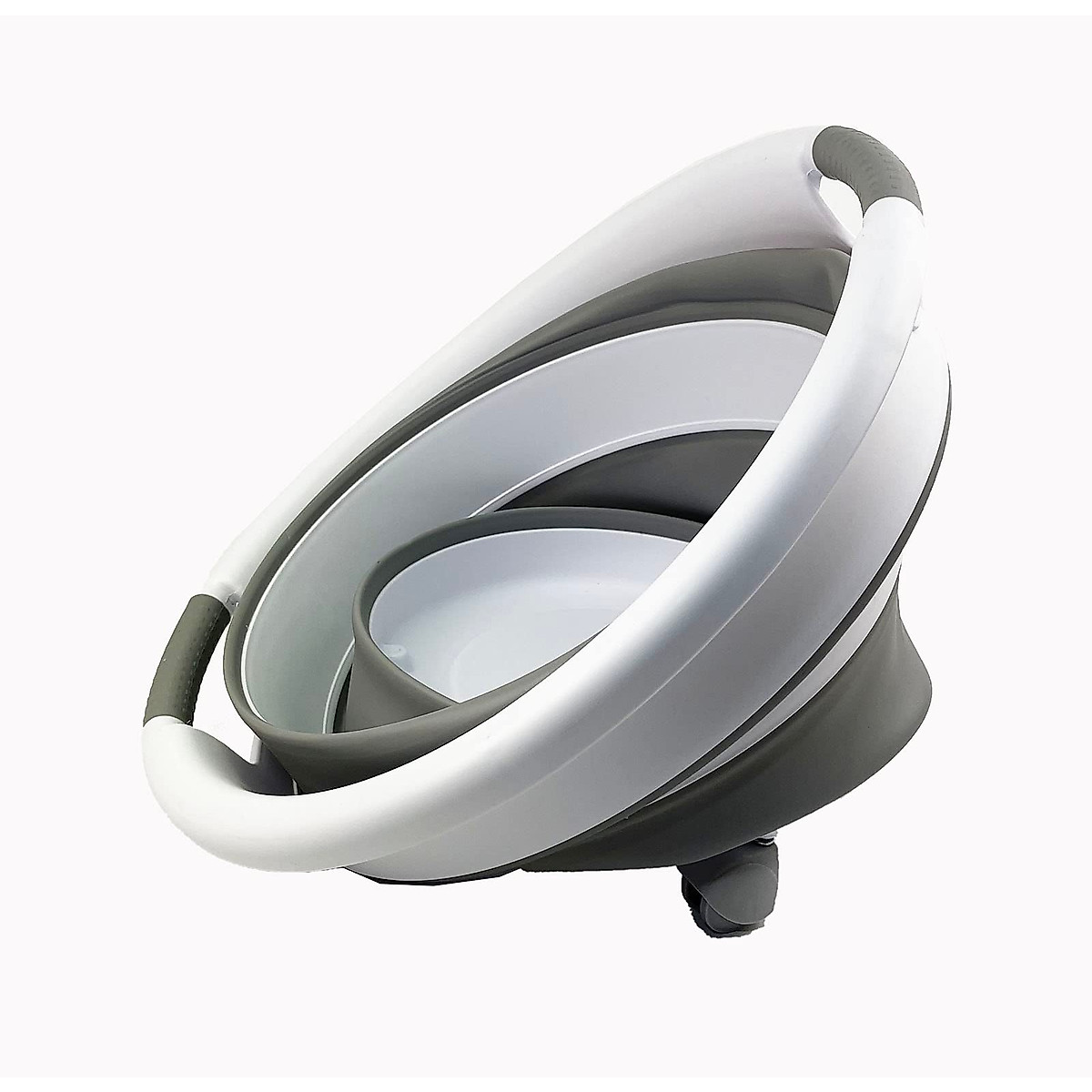 SAMMART 34L (8.9 Gallons) Collapsible Plastic Laundry Basket with Wheels - Foldable Pop Up Storage Container/Organizer with wheels (Grey (Set of 2))