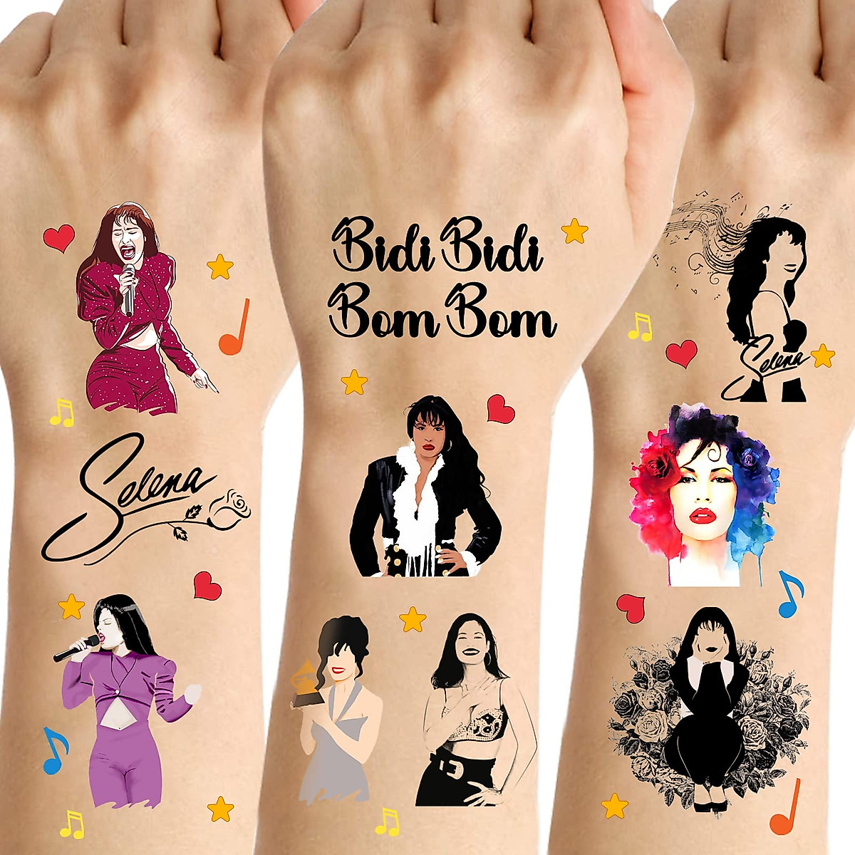 Selena Temporary Tattoos 100Pcs Selena Singer Tattoos Stickers Party decorations for Girls Kids