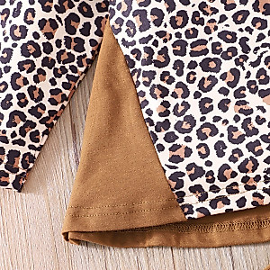 Girls Clothes Cute Long Sleeve Ruffle Tops Kids Cheetah Shirt Pants Set Baby Two Piece Clothing Toddler Girl Leopard Outfit 8t,7-8 Years old