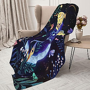 Moon-Moth Throw Blanket for Bed Soft Cozy Fluffy Couch Blankets Small Fleece Blanket Throw Gifts for Women Men Girls Boys 80"x60"
