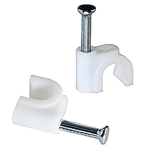 Bonsicoky 200Pcs Nail Cable Clips with Steel Nail, 7mm White Cable Wire Management Clips for Ethernet Cable, Telephone Cable, TV Wire Cable, Print Cable