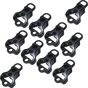 Tent Rope Buckles JianLing 10pcs 29.5x18.5x10mm Black 4mm 3 Hole Plastic Camping Tent Guy Line Awning Cord Rope Fastener Guyline Runners Tensioner