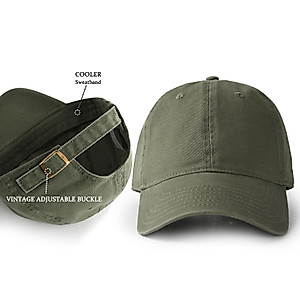 FURTALK Men and Women Vintage Washed Distressed Cotton Baseball Cap Plain Blank Adjustable Classic Baseball Hat Cap Green