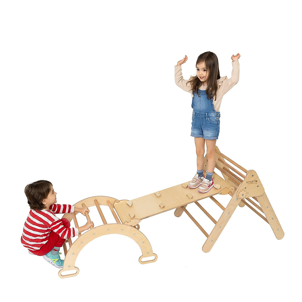 smartwoodstore Playground for Toddlers and Kids - Montessori Climbing Set - Climbing Triangle Wooden Arch and Ramp Ladder - Learning Waldorf Climbing Toys