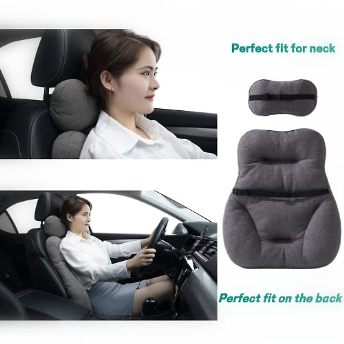 PYXAYS Lumbar Support Pillow for Office Chair Gaming Chair, car seat, Wheelchair, Back Cushion Lumbar Pillow Provide Back Support, Grey