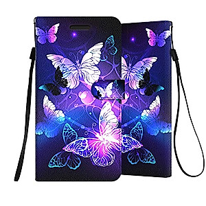 EnCases for iPhone 14 Pro Max Case,iPhone 14 Pro Max Wallet Case with Hand Strap PU Leather Clip Flip Case for Apple iPhone 14 Pro Max Card Holder (Stand Feature) for iPhone 14 Pro Max Case Butterfly