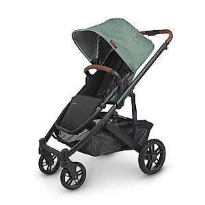 Cruz V2 Stroller - Gwen (Green Melange/Carbon/Saddle Leather) + Bassinet - Gwen (Green Melange/Carbon)