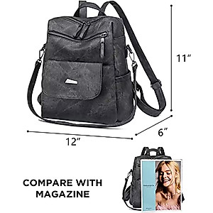 WYFJNX PU Leather Backpack Purse for Women Fashion Multipurpose Design Handbag Ladies Shoulder Bags Travel Backpack Black