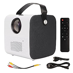 Projector, 150LM Built in Speaker Noise Cancellation Movie Projector 30‑120 Inch Portable with Remote Control for Home for Windows 10 (US Plug)