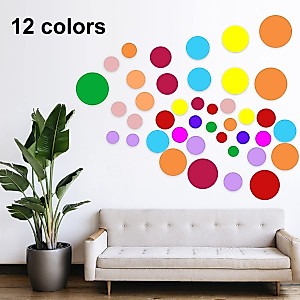 264 Pieces Polka Dot Wall Decals Circles Decals for Wall Vinyl Dots Stickers Set for Room Kids Bedroom Nursery Playroom Classroom Decor Graphic Decals Stickers 7 Different Size（12 Colors）
